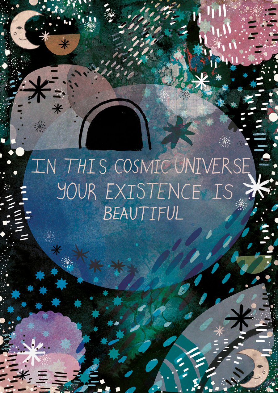 Cosmic Universe A4 Illustrated Fine Art Print - Folksy