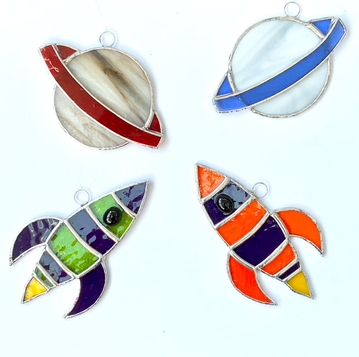 Stained Glass Small Rocket Suncatcher - Hanging... - Folksy