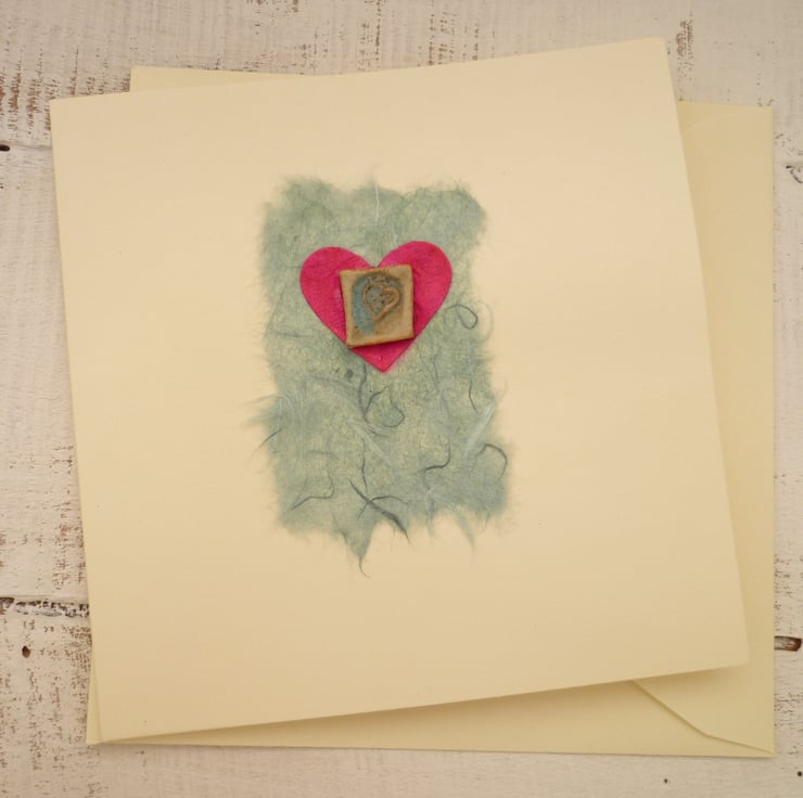 Handmade ceramic Gift card, blank greetings car... - Folksy