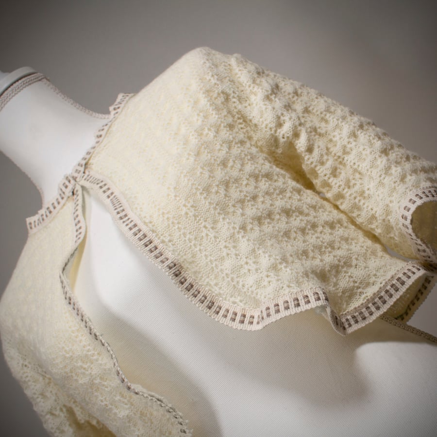 Knitted Bolero Jacket in Cream - Folksy