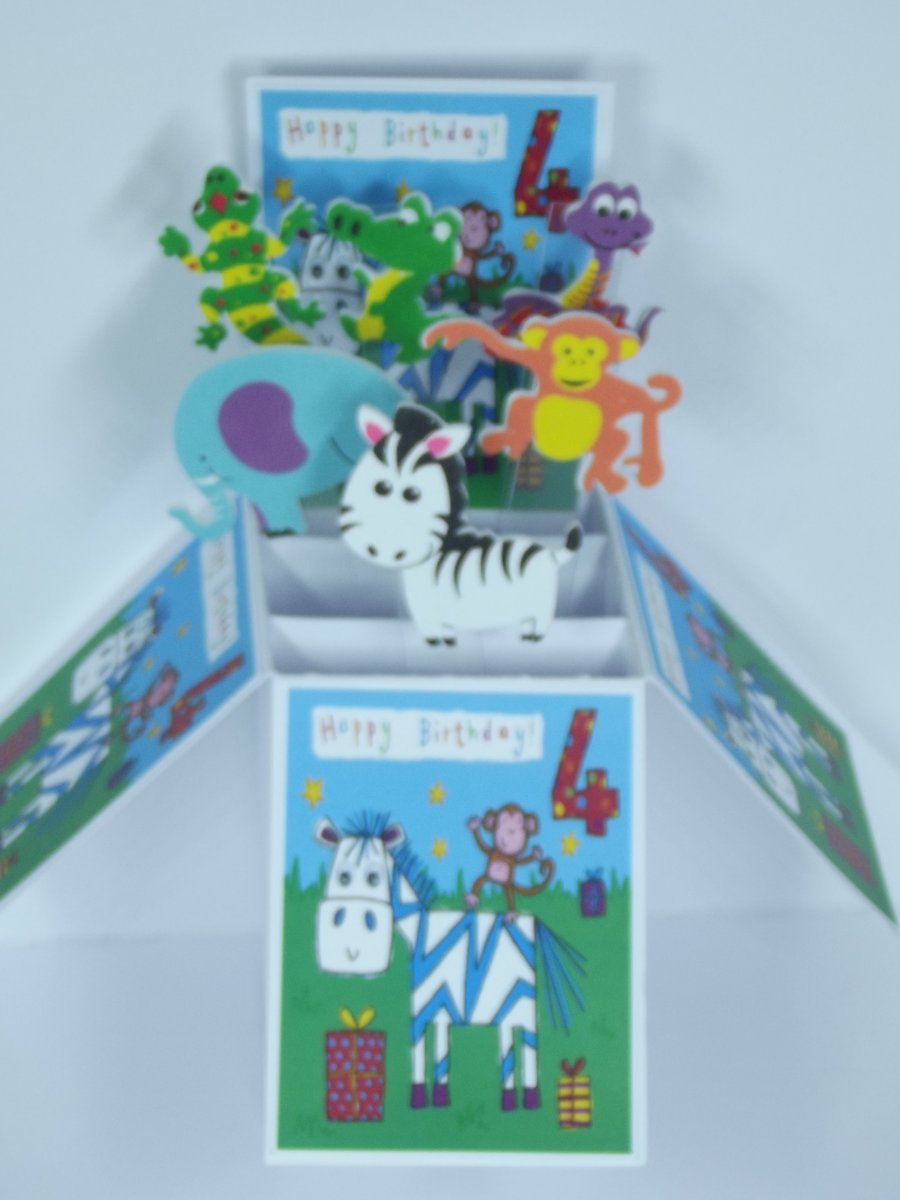 Girls 4th Birthday Card - Folksy