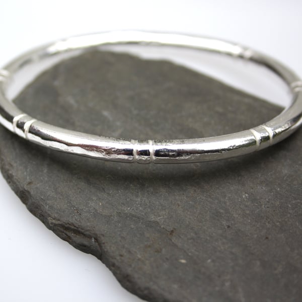 Silver bangle , heavy oval . men or women - Folksy