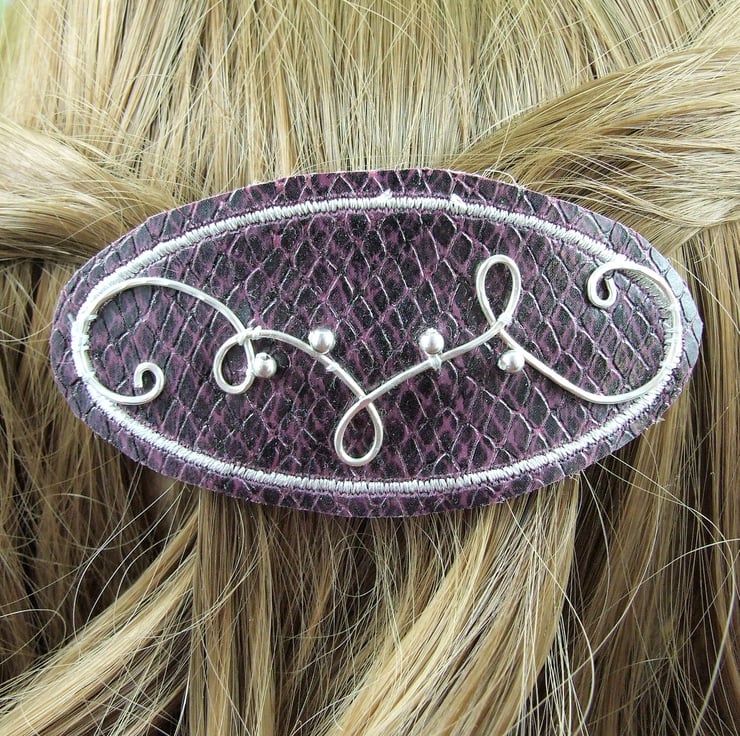 Hair Barrette with Sterling Silver Embellishmen... - Folksy