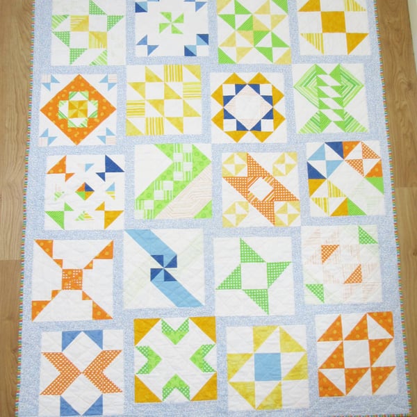 Citrus Patchwork Quilted Blanket - Folksy