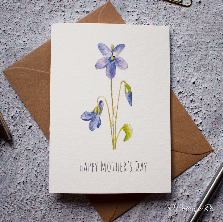 Violet Flower Greeting Card - Blank Inside - Ha... - Folksy