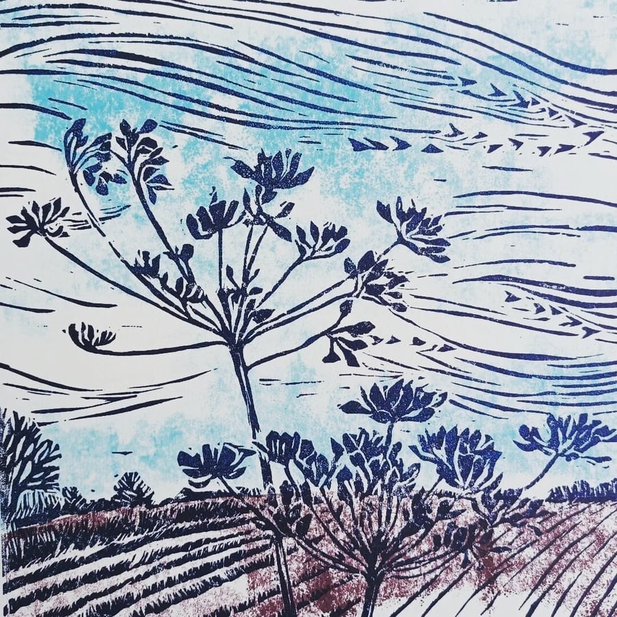 Linocut Print - Changing Winds - Limited Edit... - Folksy