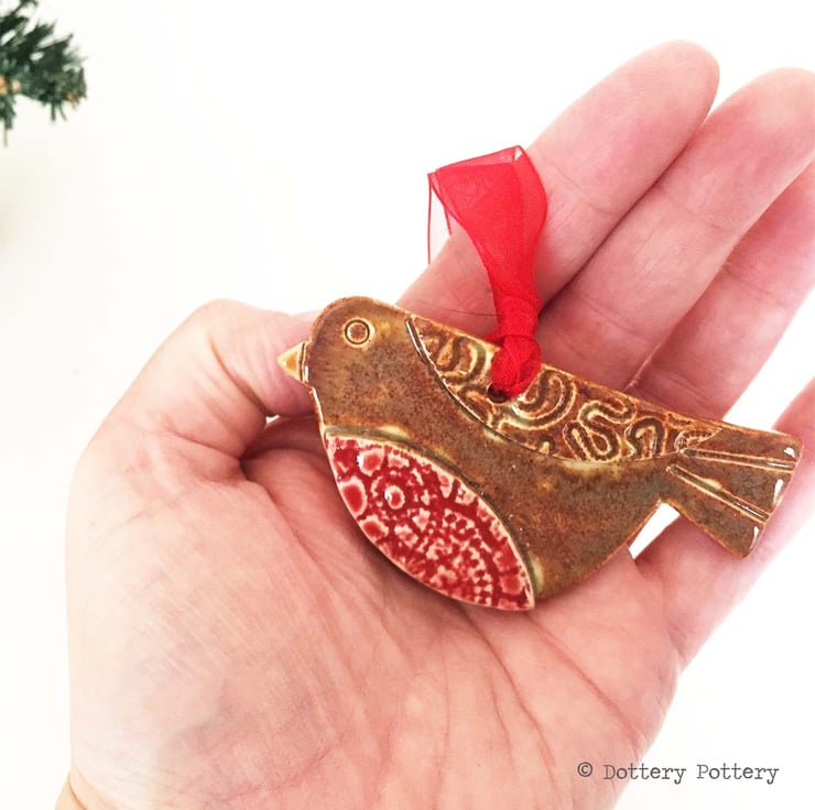 Ceramic Robin decoration Pottery robin pottery ... - Folksy