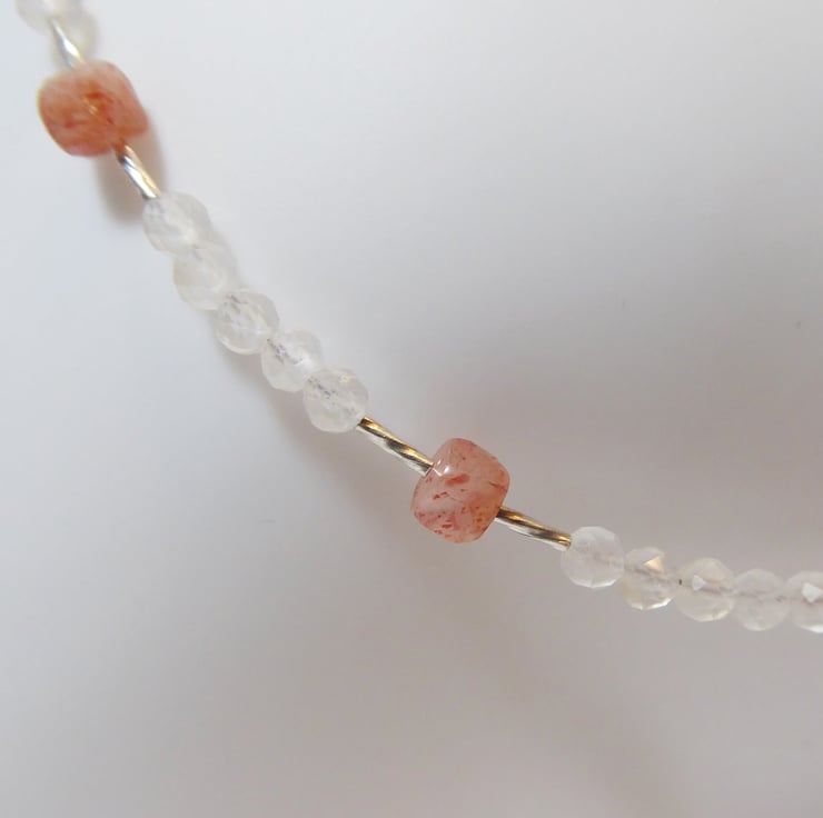 Sunstone and Moonstone Adjustable Necklace with... - Folksy