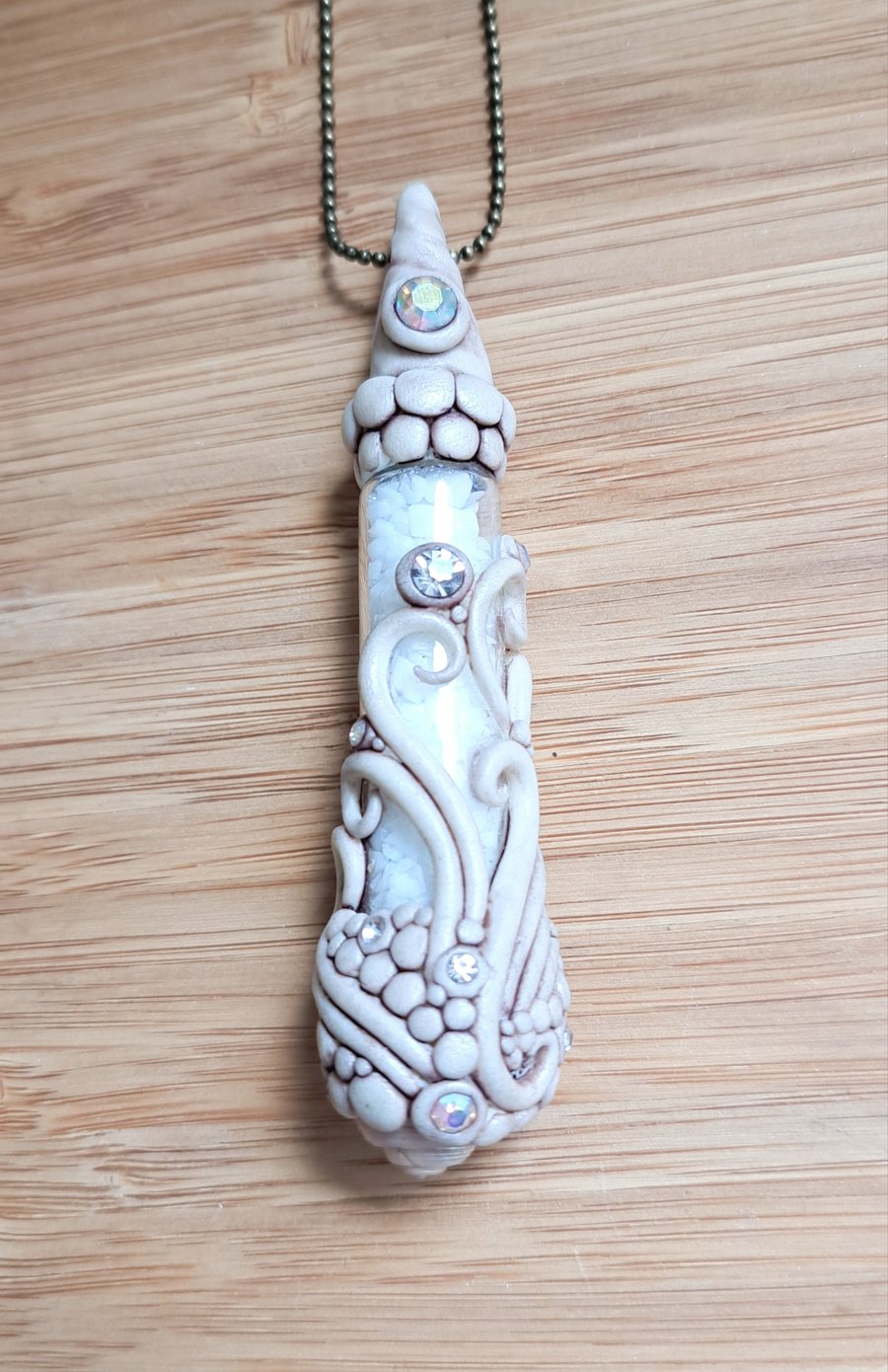 White Jade Crystal Shards Glass Vial, Seashell ... - Folksy