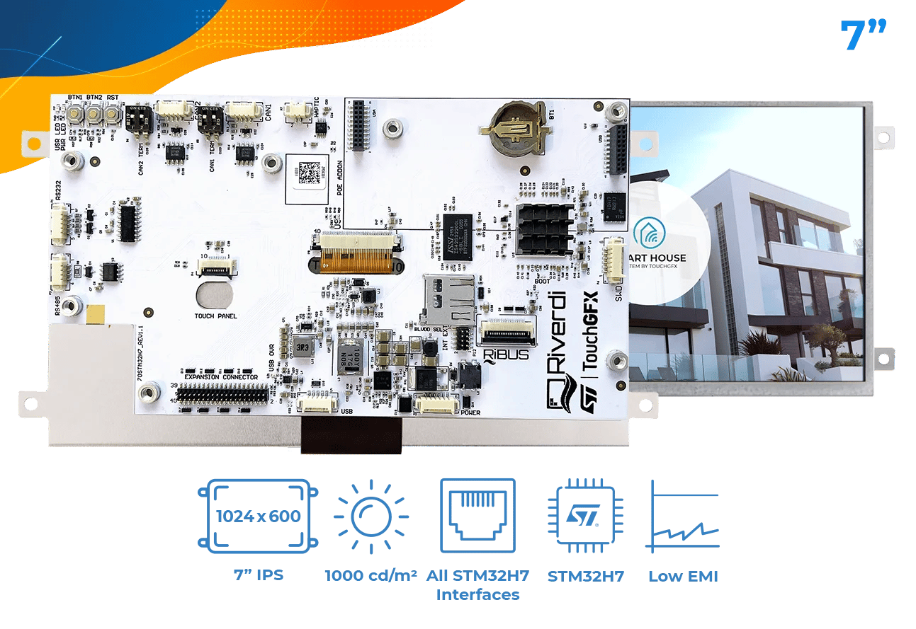 STM32 Embedded Display 7 inch TFT LCD Screen RVT70HSSFWN00 Riverdi stm32-embedded-display-7-inch-tft-lcd-screen-rvt70hssfwn00-riverdi