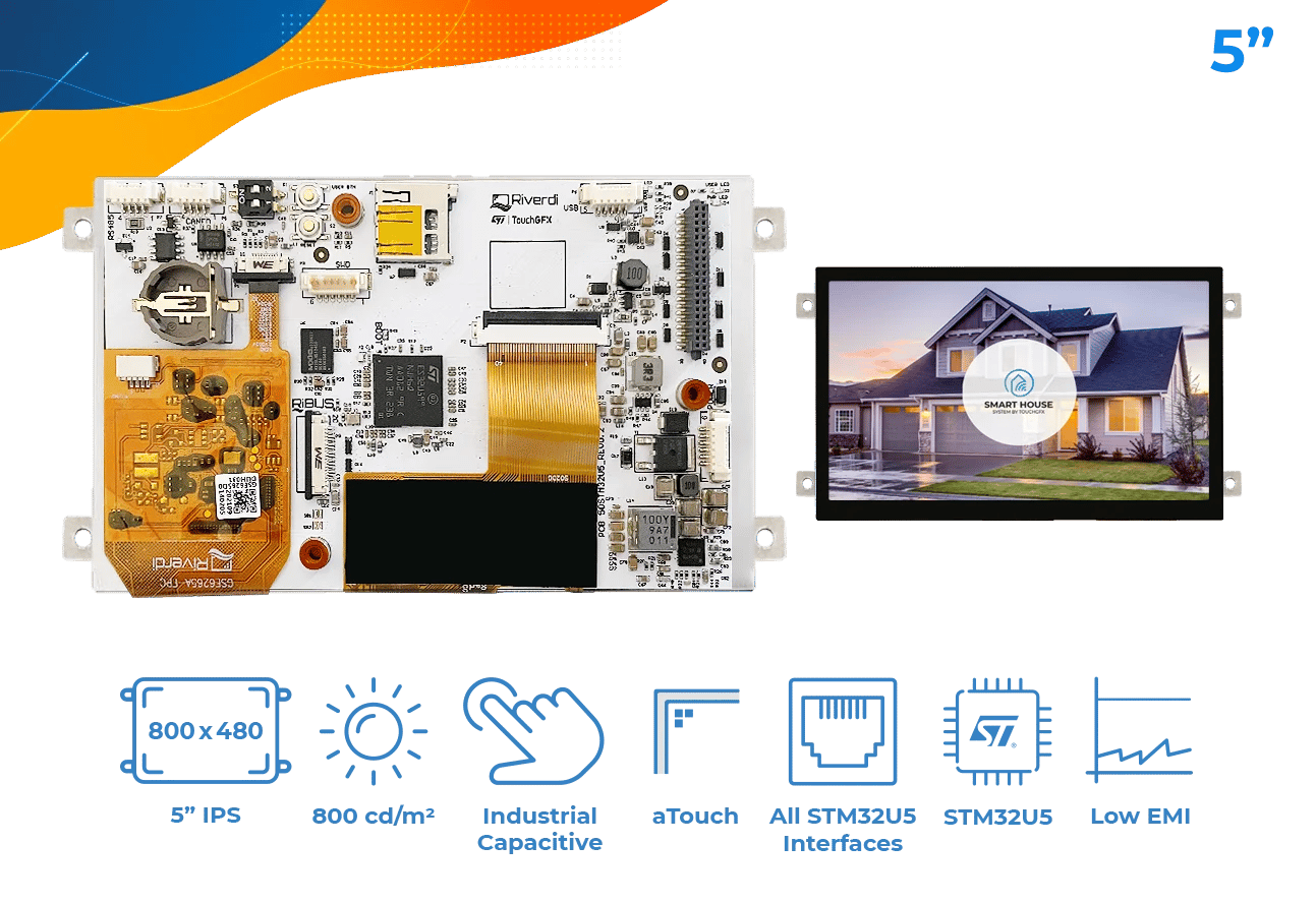 STM32 Embedded Display - Capacitive Touch Panel - Air bonding - 5-inch ...
