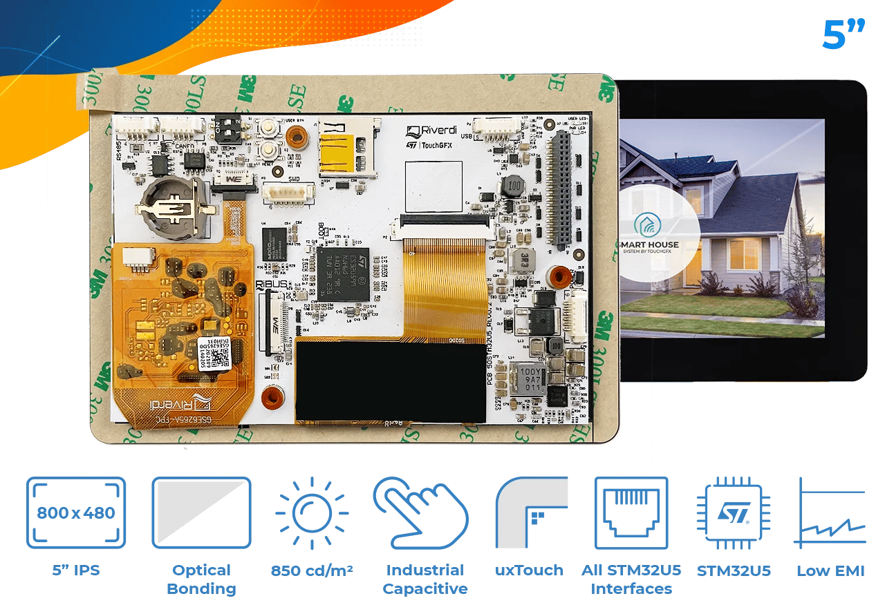 STM32 Embedded Display - Capacitive Touch Panel - Optical bonding - 5 ...