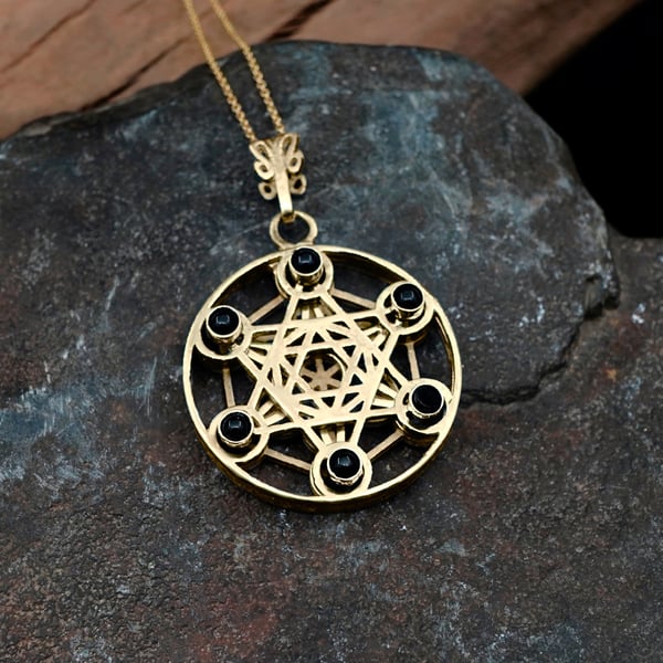 Inlaid Metatron Cube Small Gold