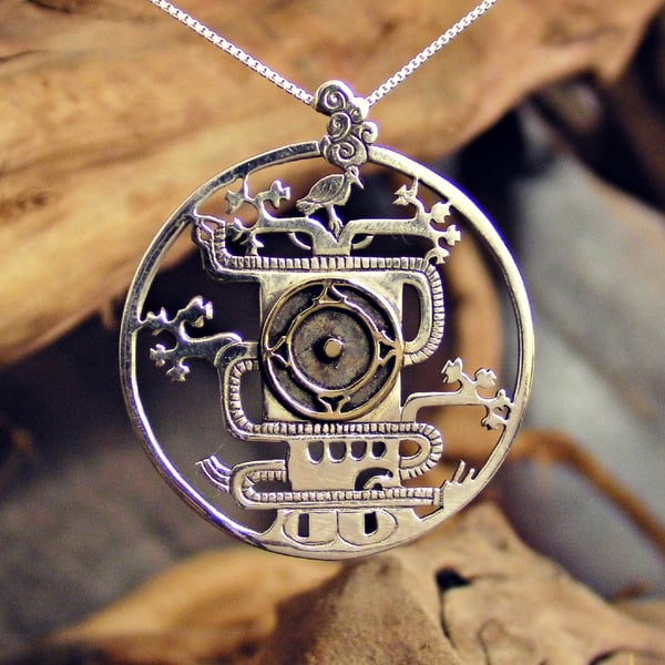 Mayan World Tree Pendant Silver and Gold