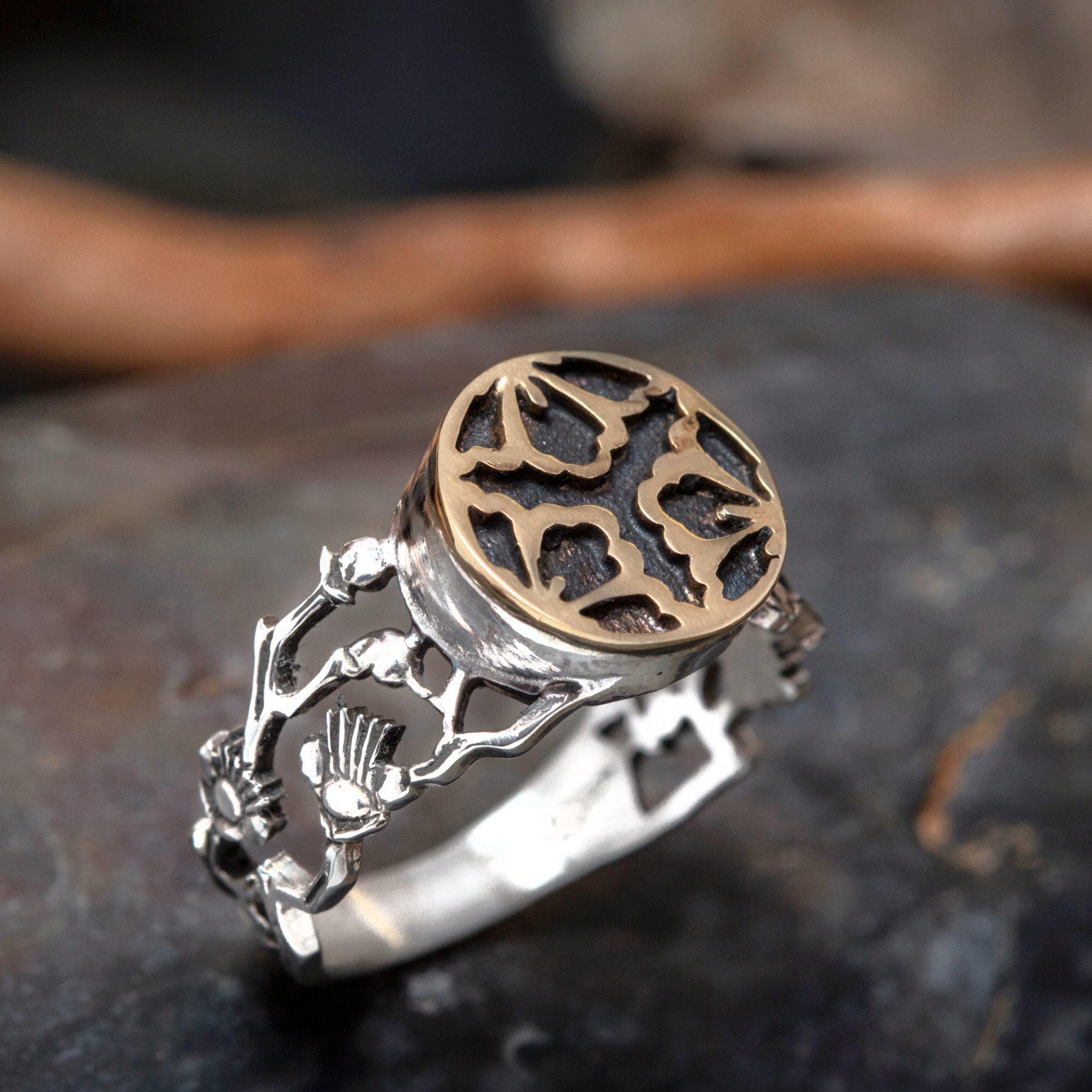 Musashi Samurai Earth Ring Silver and Gold