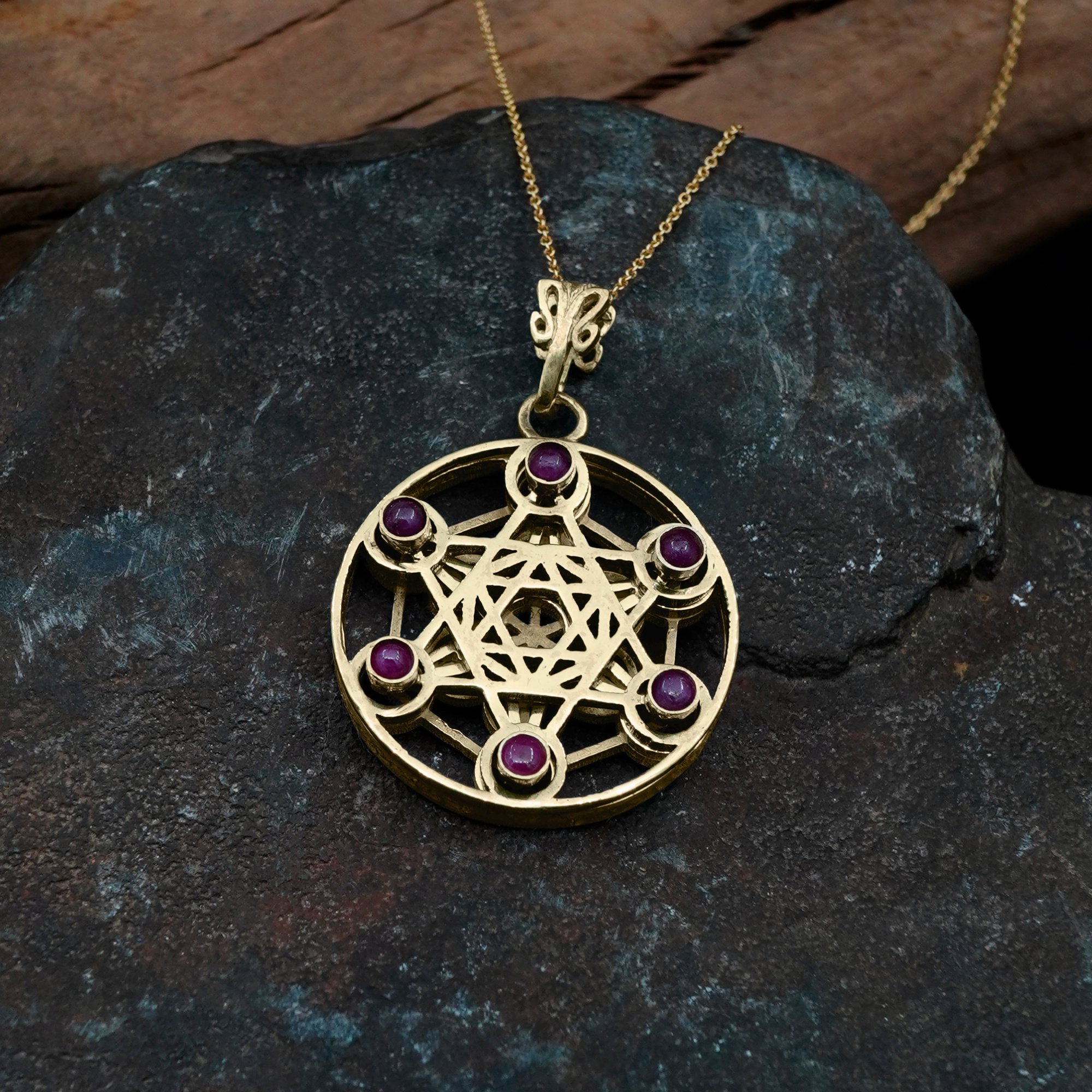 Inlaid Metatron Cube Small Gold