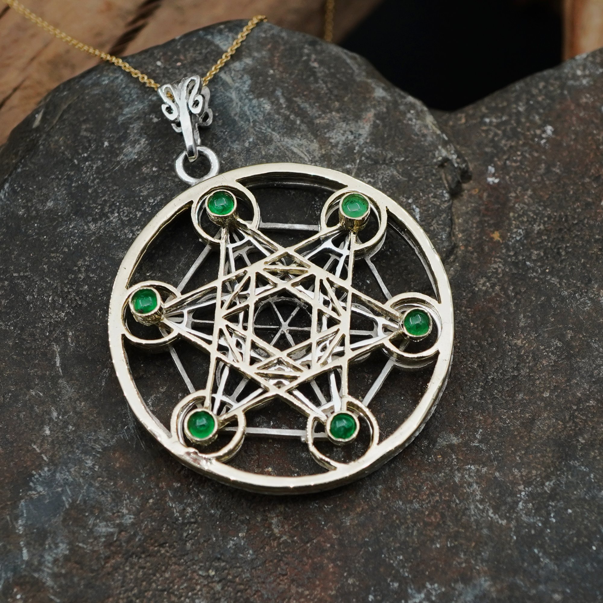 Inlaid Metatron Cube Silver and Gold