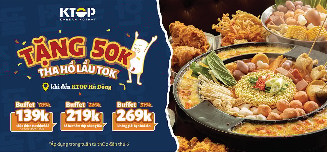 KTOP Aeon Hà Đông tung ưu đãi - Giảm 50K Buffet, chỉ từ 139K/người