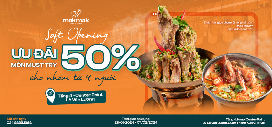 Thanh Xuân đã có Mak Mak Thai cùng ưu đãi 50% món "Must-try"!!