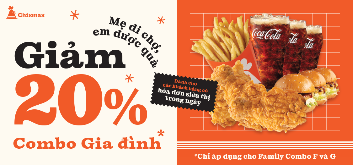 Chixmax tặng cả nhà ưu đãi 20% mỗi lần mẹ đi chợ
