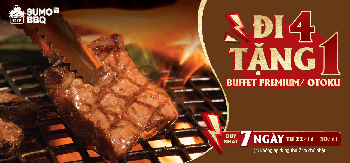 Chớp deal Đi 4 Tặng 1 – Siêu ưu đãi tại Sumo BBQ Yakiniku