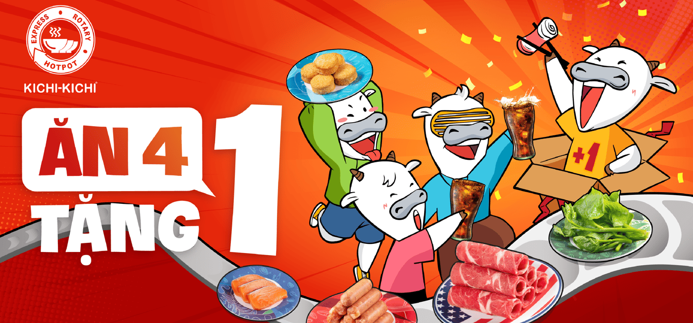 Kichi-Kichi tặng Buffet 0 đồng cho nhóm 4 người