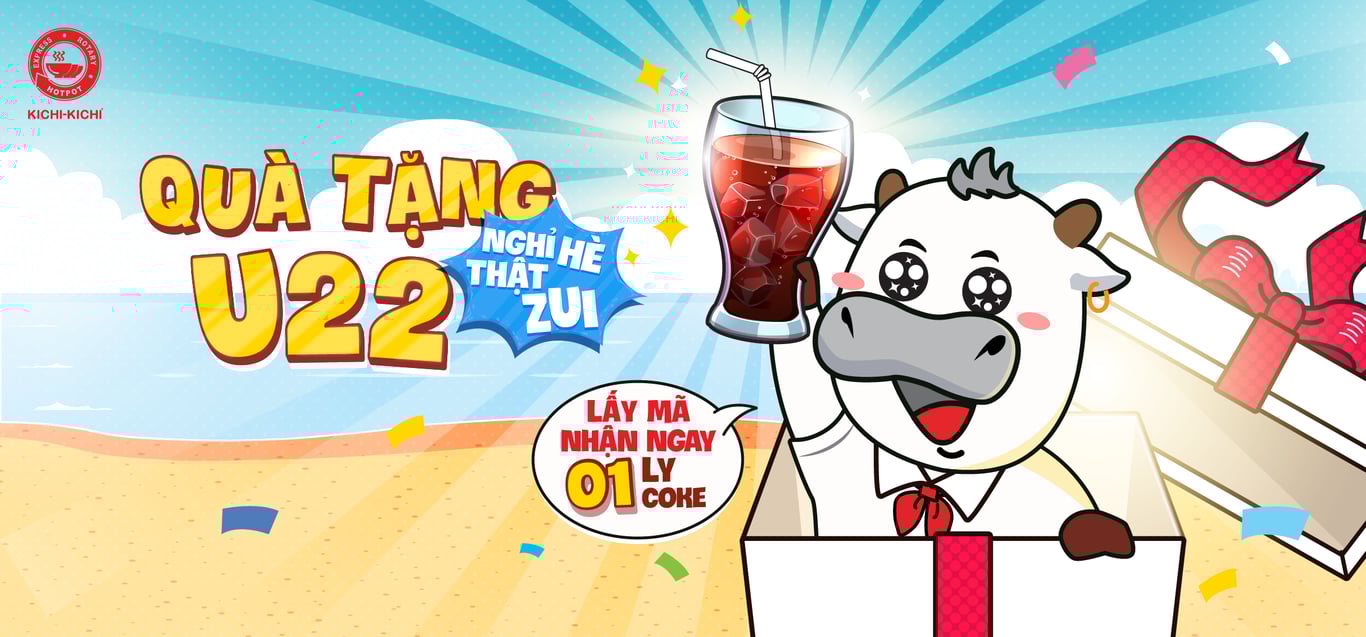Quà tặng U22: tặng 1 ly Coca Cola khi thưởng thức buffet HSSV.