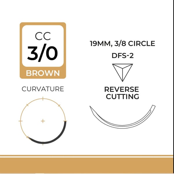 Chromic Gut Suture, 3-0, 18", FS-2 (C6), 12PK