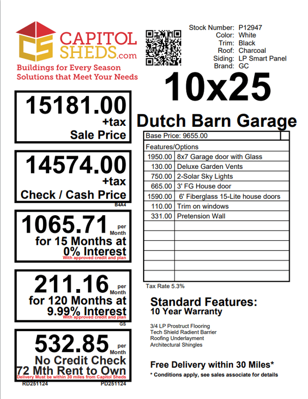 In-Stock P12947 - 10x25 Dutch Barn w/Garage for Sale in Northern ...