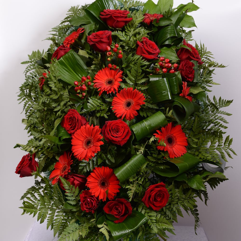 Red funeral wreath