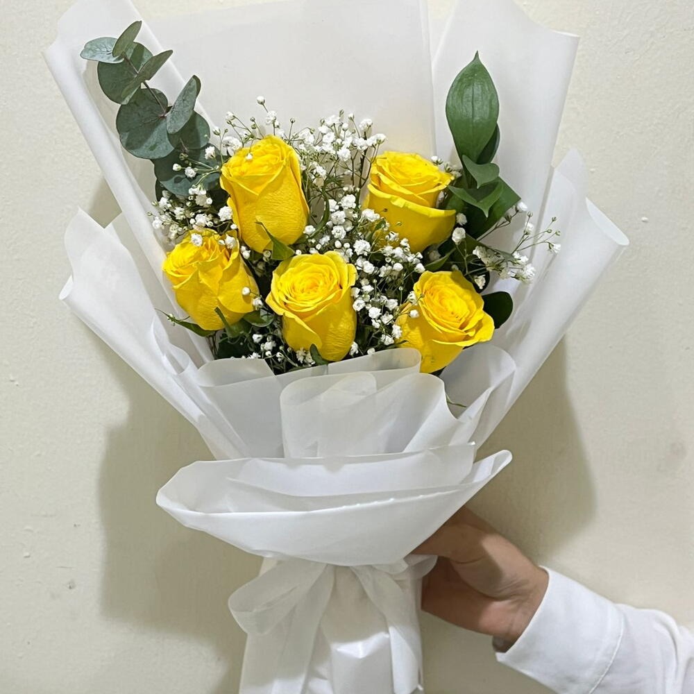 5 Yellow Roses Bouquet | Order Flower Bouquets Delivery