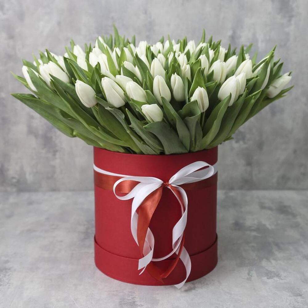Flower box '51 White Tulips Box' | Order Flower Bouquets Delivery