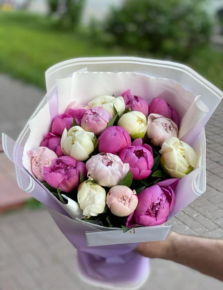 19 peonies mix | Order Flower Bouquets Delivery