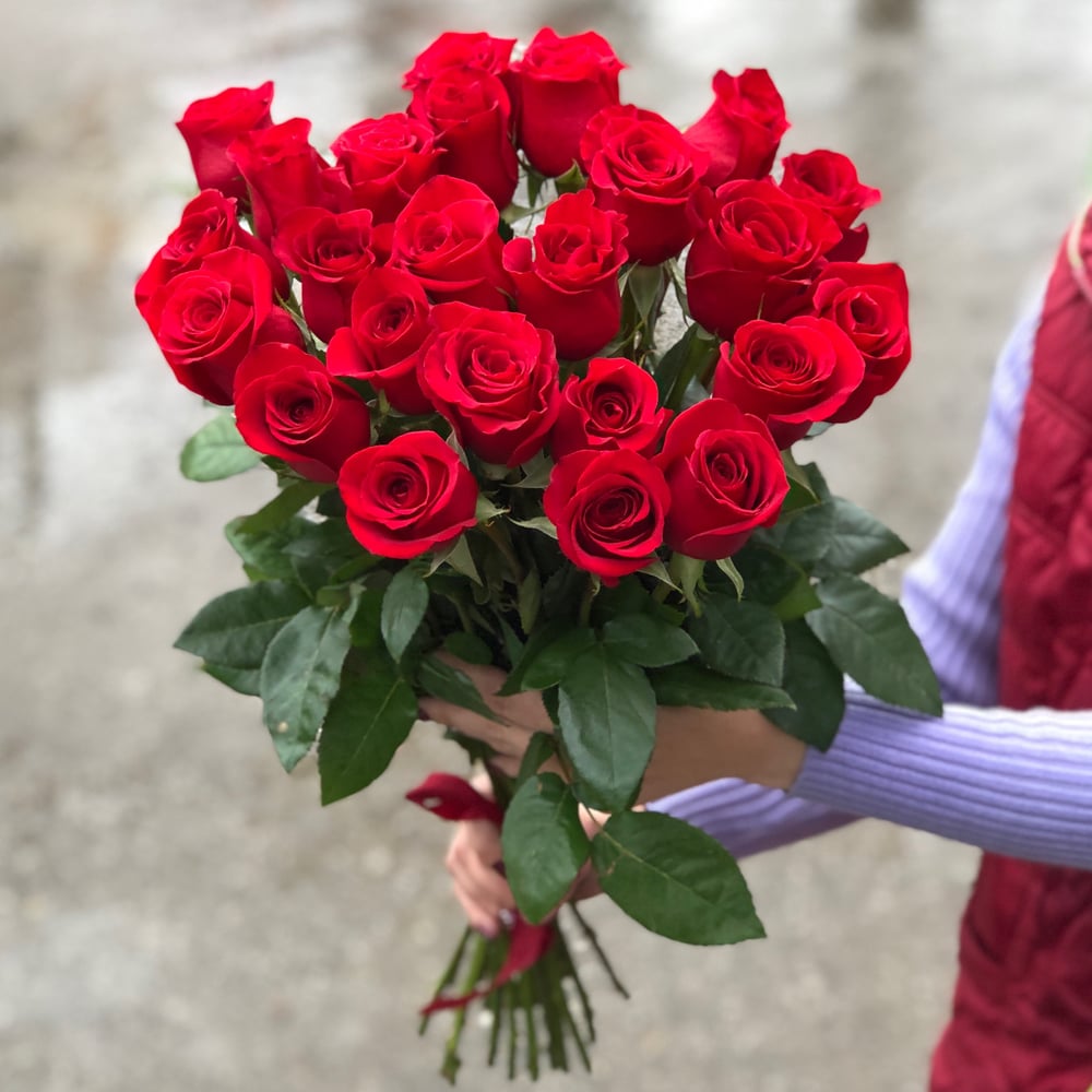 Bouquet of 25 red roses - order and send for 42 £ with same day ...