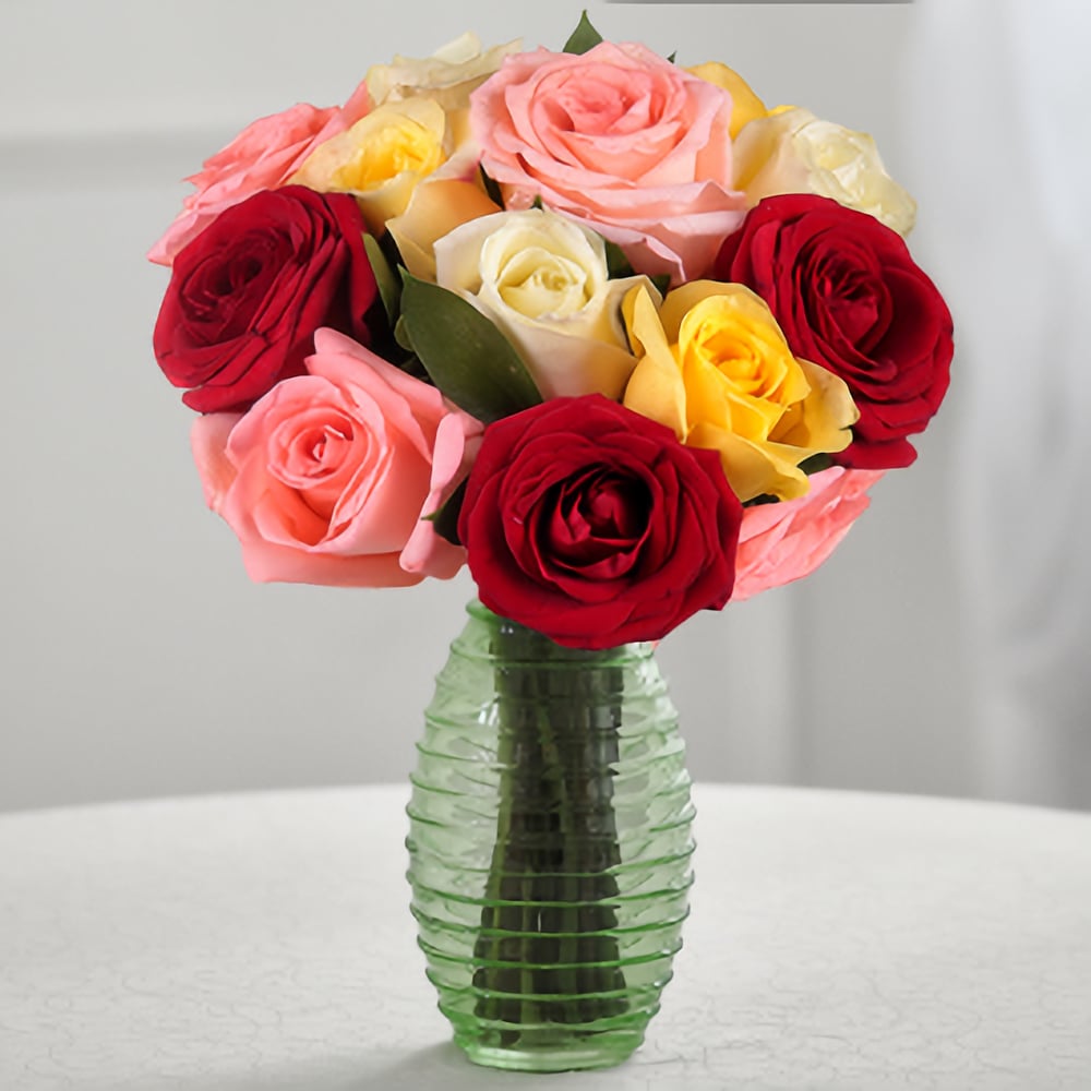 Bouquet 'One Dozen Rainbow Roses' | Order Flower Bouquets Delivery