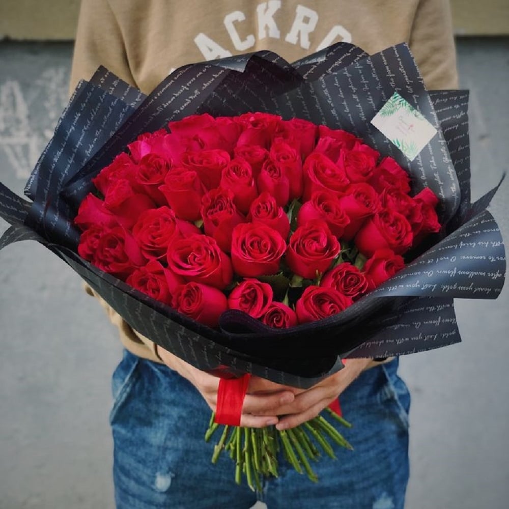 Bouquet of 55 roses 40 cm - order and send for 45 $ with same day ...