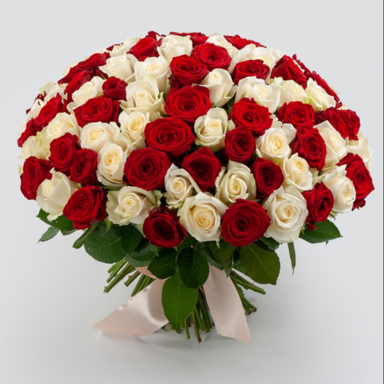 Bouquet of 101 roses red-white mix - order and send for 137 $ with same ...
