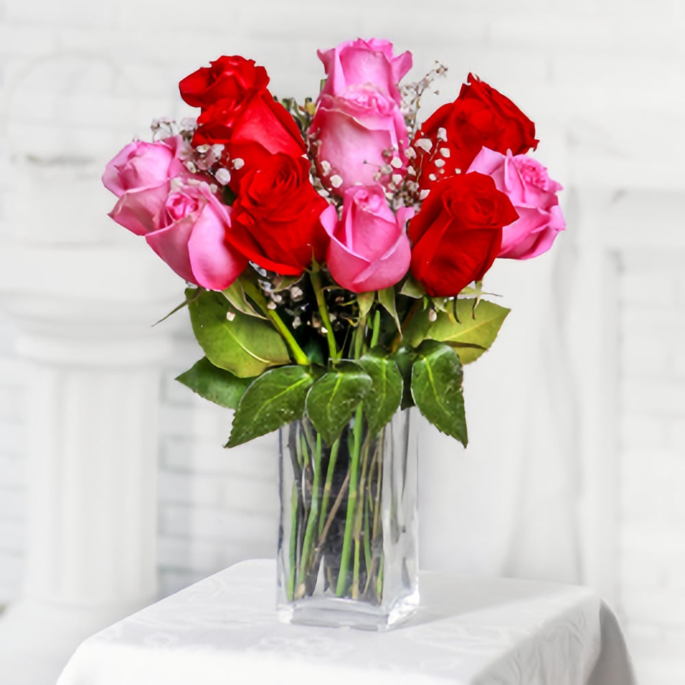 Roses Only: pink and red Roses - order and send for 52 £ with same day ...