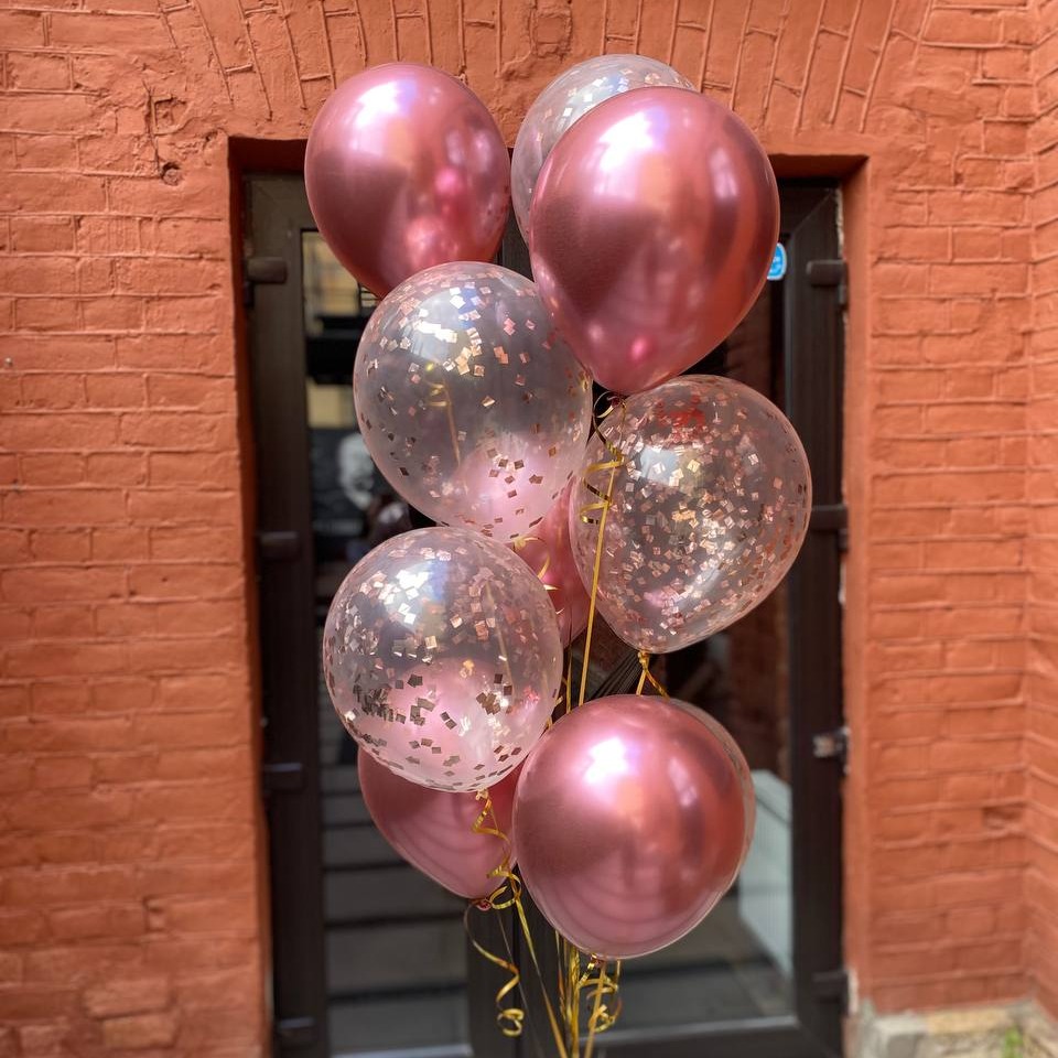 Set of pink confetti balloons