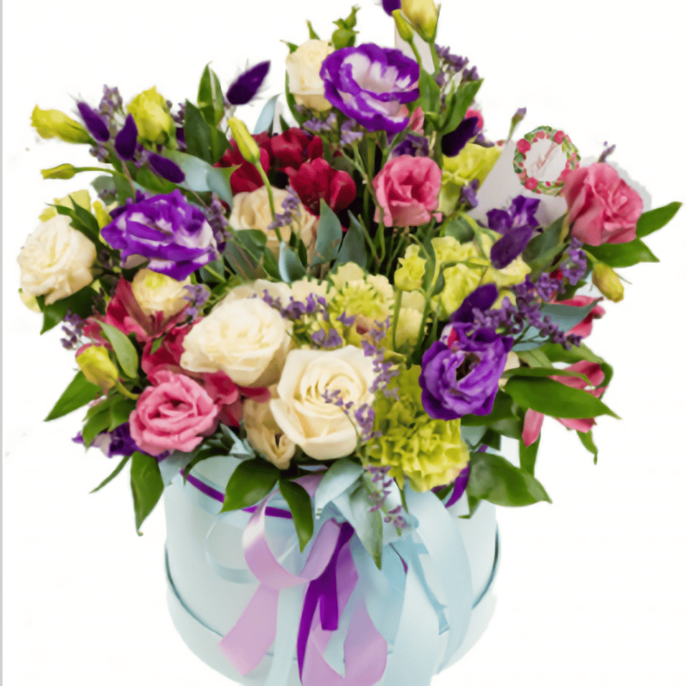 Hat box with flowers 'Dursley' - order and send for 88 $ with same day ...