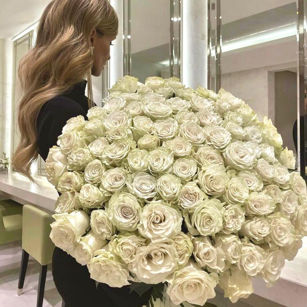 Bouquet of 101 White Roses Mondial | Order Flower Bouquets Delivery