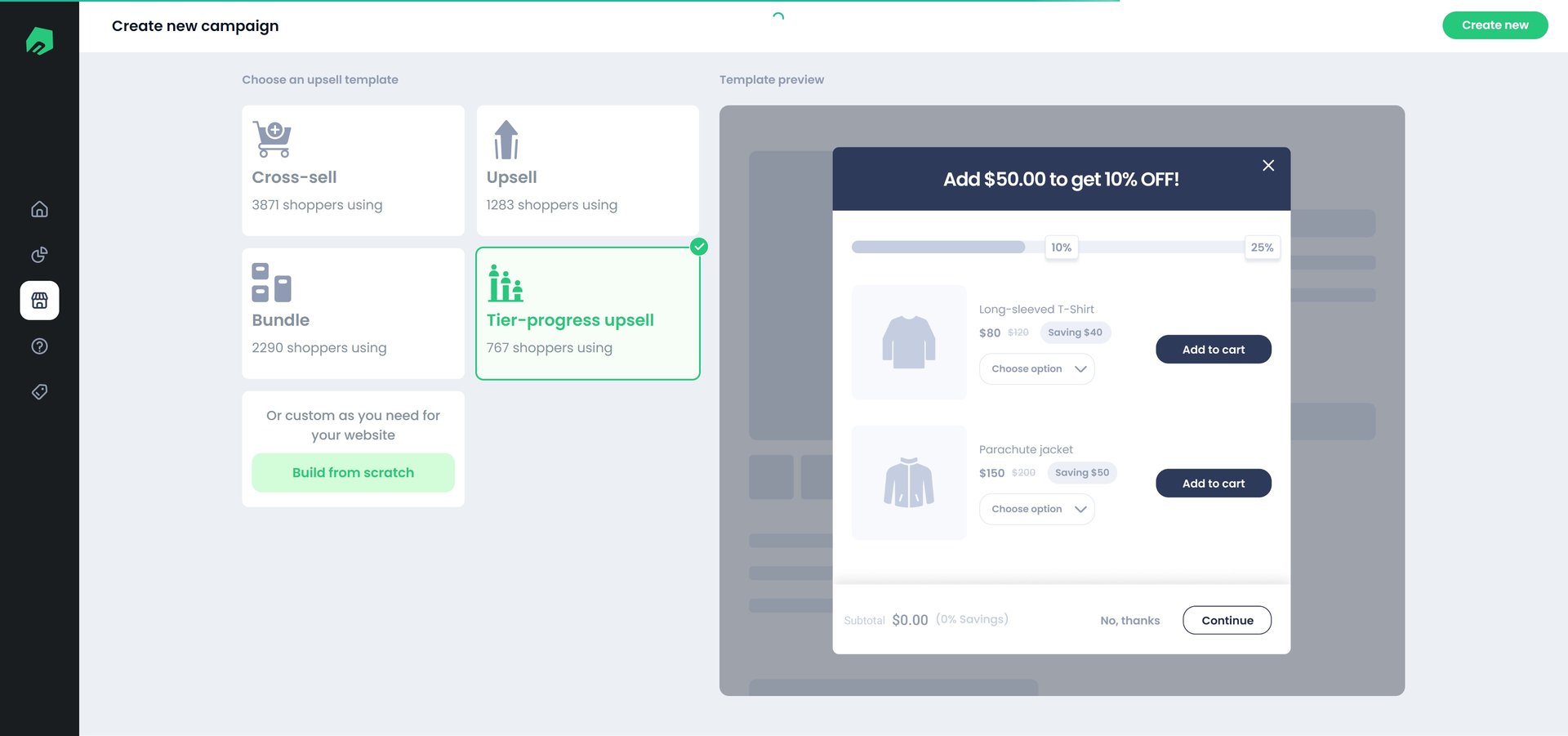 Tier-progress upsell -Native Upsell - Guideflow
