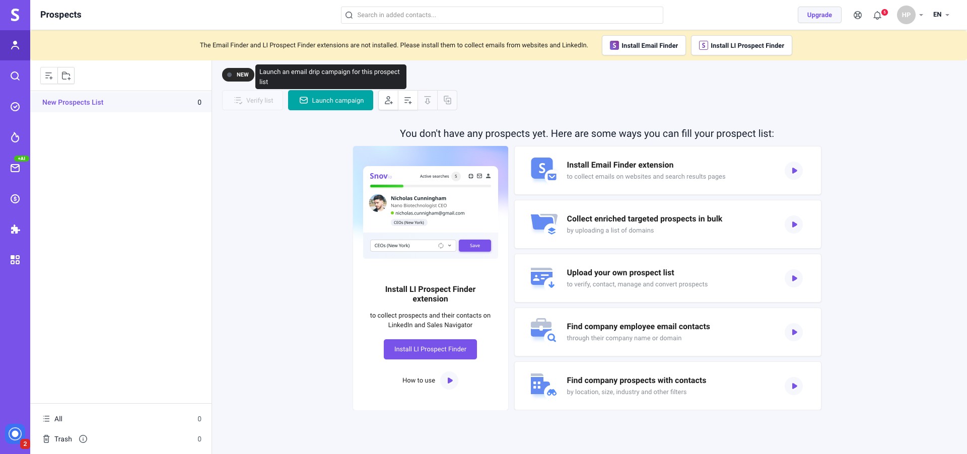 How to create a sequence? - Snov.io - Guideflow