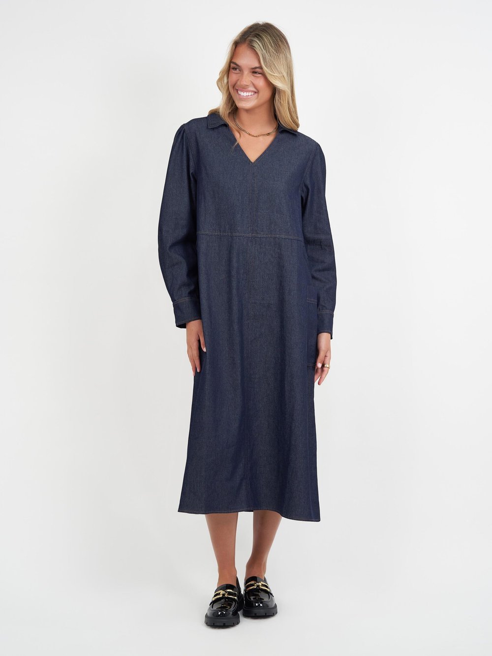 Liberty Rose - Collared Denim Dress Navy - Florence Store