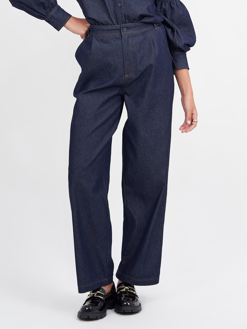 Pleat Front Denim Pant - Navy - Liberty Rose - Florence Store