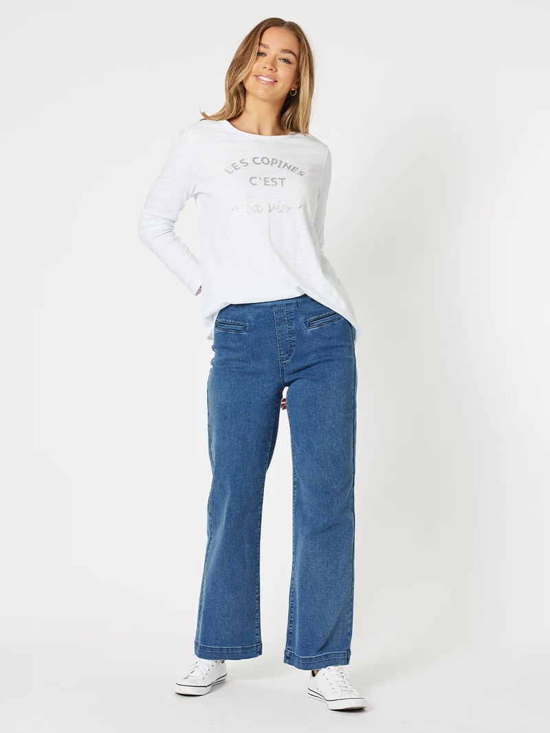 Maddy Wide Leg Jean - Blue - Threadz - Florence Store