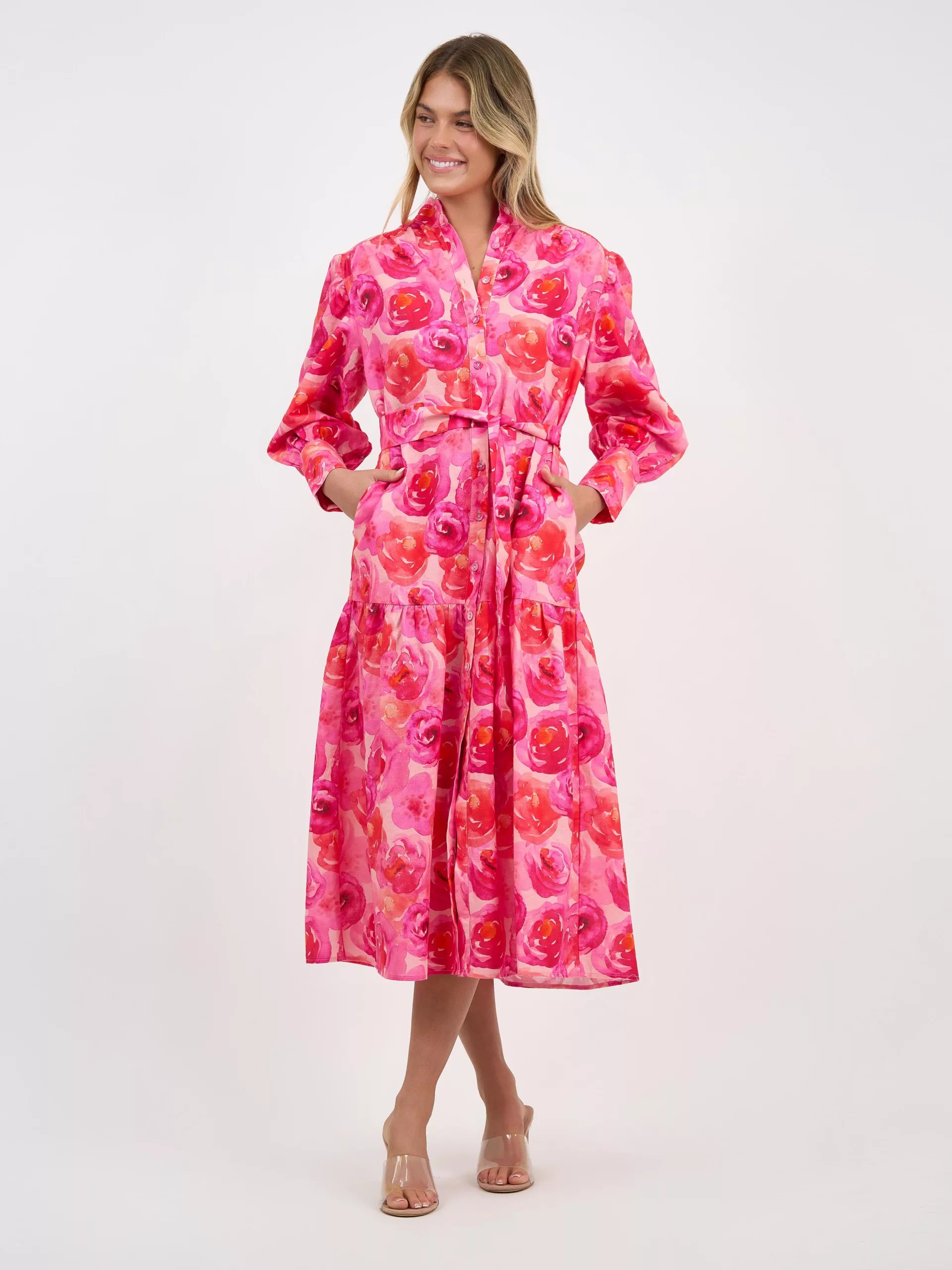 Button Through Shirt Dress - Navy - Liberty Rose - Florence Store