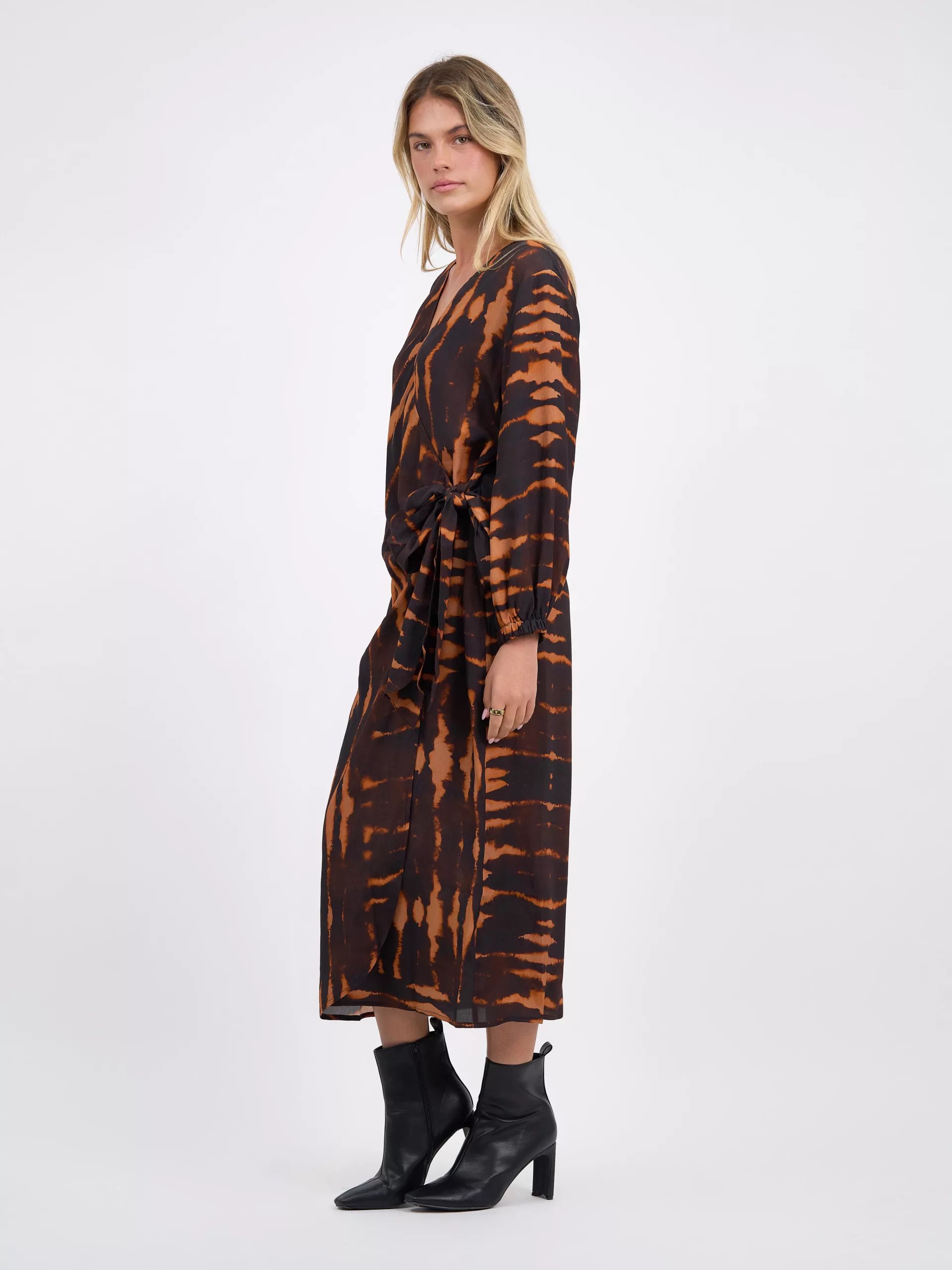 Viscose Wrap Dress - Brown - Liberty Rose - Florence Store