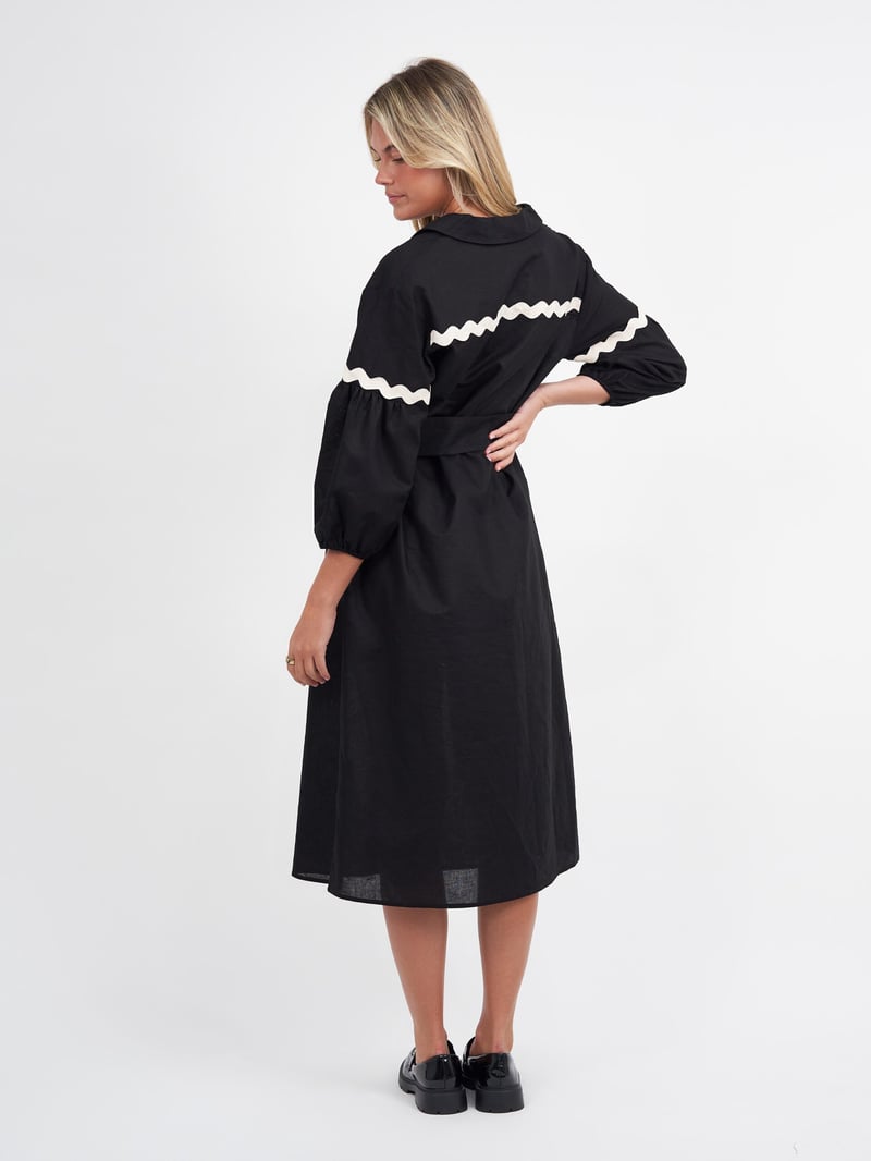 Collared Ric Rac Dress–Black by Liberty Rose - Florence Store