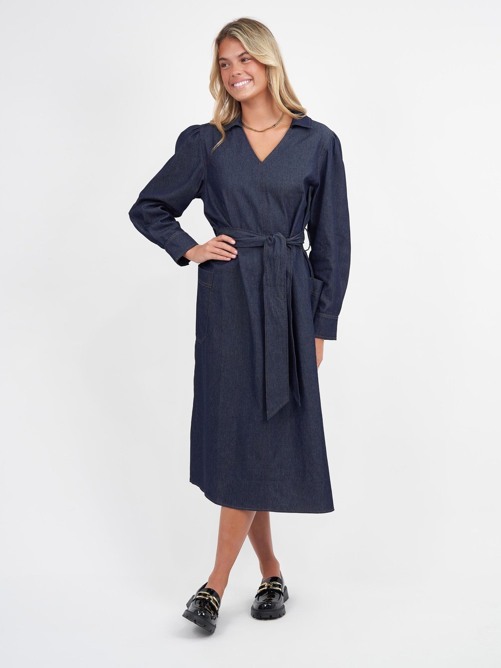 Liberty Rose - Collared Denim Dress Navy - Florence Store